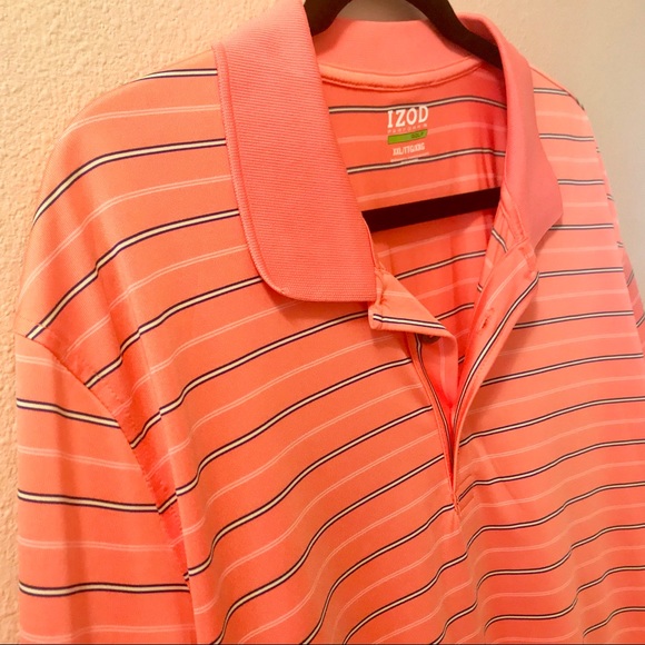 Izod | Shirts | Izod Mens Perform X Orange Stripe Golf Polo Xxl | Poshmark